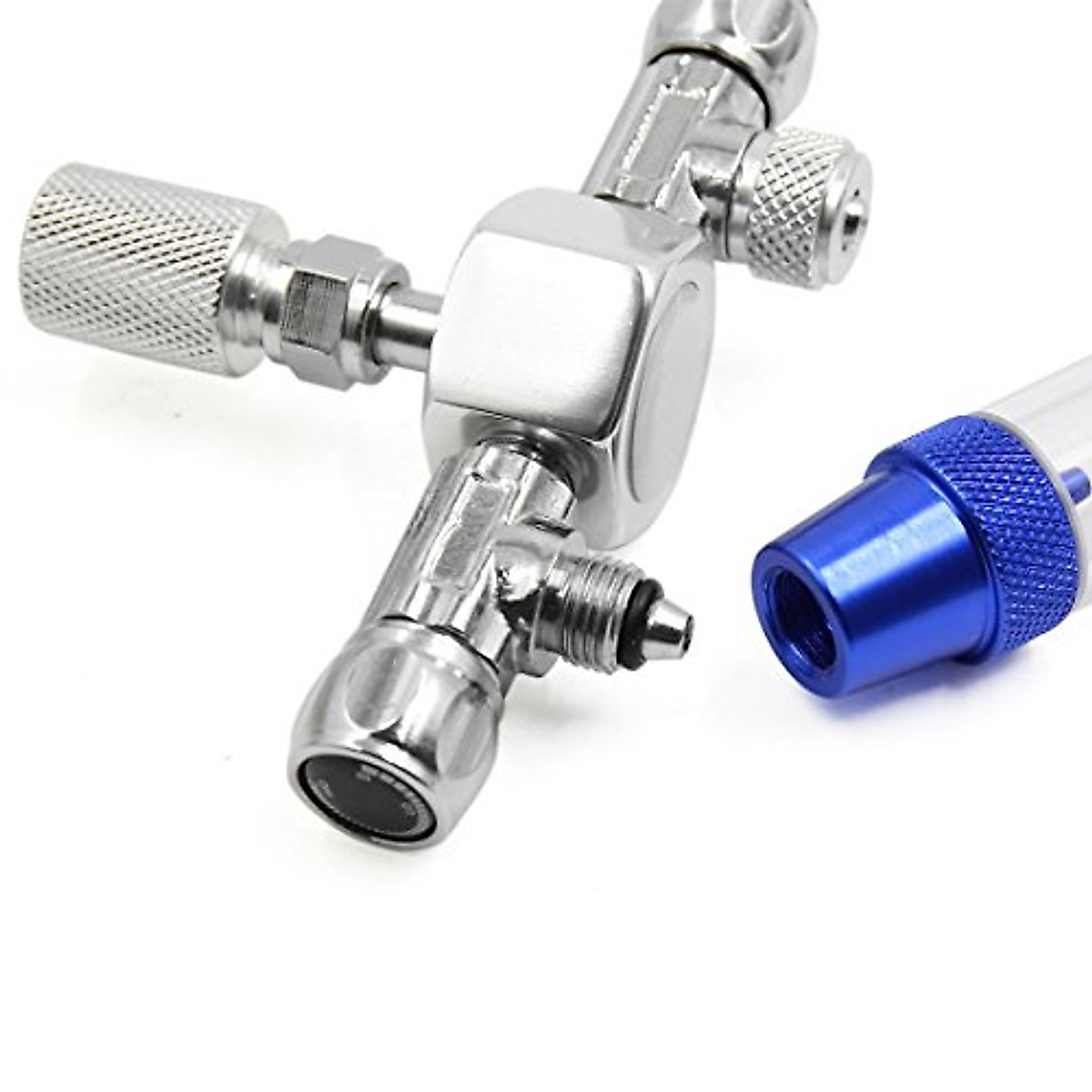 uxcell Silver Tone Metal 2 Way Splitter Regulator Valve for Aquarium Plant CO2 Tank