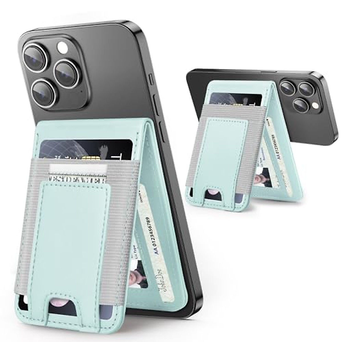 Miroddi MagSafe Wallet for Phone, iPhone Wallet with Stand, Leather Magnetic Wallet Cards Holder, Magnetic Wallet for iPhone 16/15/14/13/12 Series, Open ID Window, Fits 10 Cards, Green