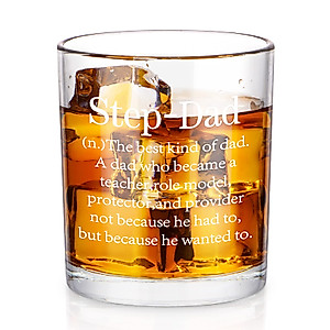 Futtumy Step-Dad Definition Whiskey Glass, Funny Stepdad Gifts for Men Stepdad Bonus Dad, Novelty Christmas Gift Father’s Day Gift Birthday Gift from Stepdaughter Stepson, Dad Old Fashioned Glass 10oz