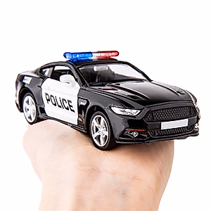 BDTCTK 1/36 GT Police Car Model Zinc Alloy Die-Cast Pull Back Vehicles Kid Toys for Boy Girl Gift (Black)