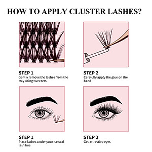 Fadlash DIY Lash Cluster individual Eyeslash Extension Volume Lash Clusters Thick Band Wispy Natural Eyelash Extension,Large Tray (40D-0.07-D, 8-16mm)