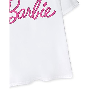Barbie Women's White Logo Tee | Iconic Brand | Fashionable Retro Top | Comfortable Fit Movie Merchandise - X-Large