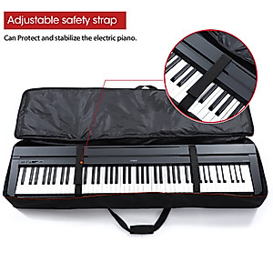 Monkeysell 88 Key Keyboard Case, Keyboard Gig Bag with 2-Pocket Keyboard Bag,600D Durable Oxford Inside Padded Full Coverage Dust for Protect Digital Piano Covers 88 keys 53.5"x13" x 6.7"…