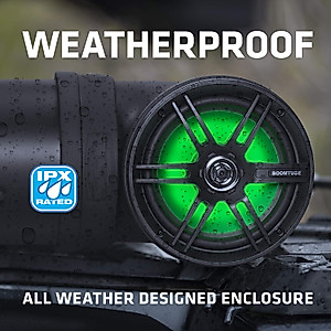 Soundstorm BTB8L 8 Inch 700W Bluetooth Amplified Marine Powersports UTV ATV Tube Speaker System with LED Lights, Black