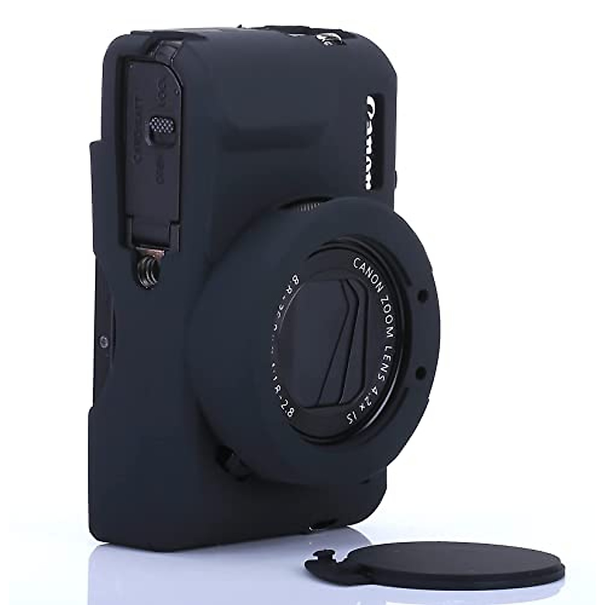 Yisau Case for G7X Mark II G7X Removable Lens Cover, Silicone Cover Rubber Soft Camera Case for Canon PowerShot G7X II G7X (Glamour Black)