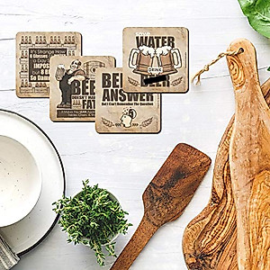 Funny Coasters for Drinks, 8 Set Coasters Cork Base, Beer Coasters for Drinks Funny, Bar Coasters Funny Ideal for Man Cave, Coasters with Sayings, Funny Coasters, Housewarming Gift for Beer Lovers