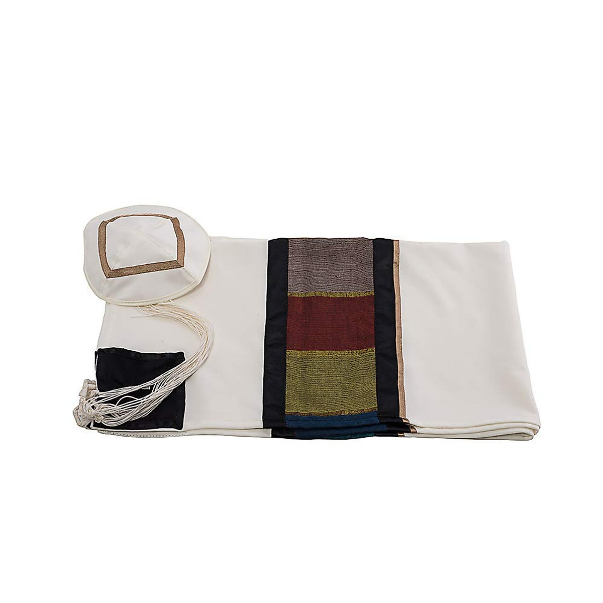 Handmade Colorful Walls of Jerusalem Tallit, Bar Mitzvah Tallit, Wedding Tallit from Israel, Hebrew Prayer Shawl 20"x72"