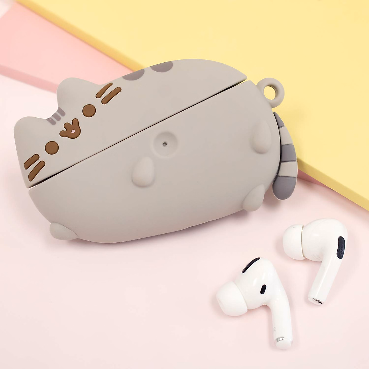 iFace x Pusheen Cute AirPods Pro Case - Pusheen The Cat Silicone Protective Cover [Carabiner Clip Included] [Wireless Charging Compatible] - Laying Down