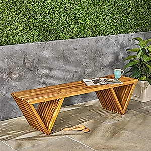 Christopher Knight Home Esme Outdoor Acacia Wood Bench, Teak Finish