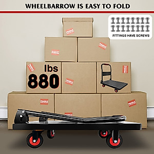 Platform Trucks Push Cart Dolly Heavy Duty with 880 LBS Capacity and Swivel Wheels 29"x19" Flatbed Hand Cart Flat Dolly Cart Easy Moving Storage for Groceries, Office, Garage, Warehouse