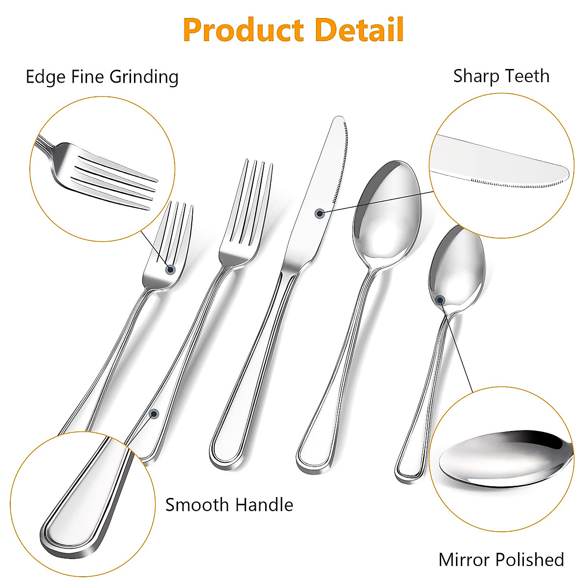 40 Pieces Silverware Set for 8, ASKSCICI Stainless Steel Flatware Cutlery Set for Home and Restaurant, Including Knife, Fork & Spoon, Modern Design, Dishwasher Safe