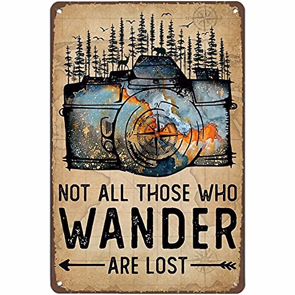 Graman Photograph Not All Those Who Wander are Lost Metal Tin Retro Sign Country Home Decor for Home, Living Room, Kitchen,Bathroom Decoration 8X12Inch