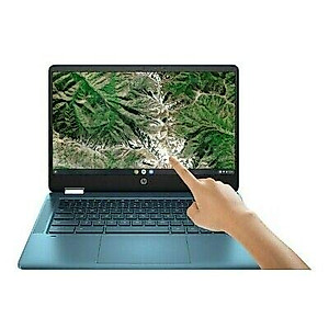 HP Newest Laptop X360 14a Chromebook 14" HD Touchscreen, Intel Quad Core N4120, 4GB DDR4 64GB eMMC WiFi HD Webcam Stereo Speakers Bluetooth 5.0 iSlik Pen Forest Teal (Renewed)