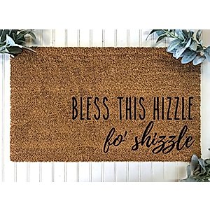 Bless This Hizzle Fo Shizzle Door Mat Funny Door Mat Housewarming Gift Home Gifts Doormat Welcome Mat Funny Wedding Gift Wedding Gift Machine Washable Shoe Mat Porch Decor 18x30 Inches