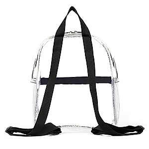 Keepcross Small Clear Backpack Stadium Approved for Concerts Games Sporting Events Festival,Mini Clear Stadium Bag for Women,Black
