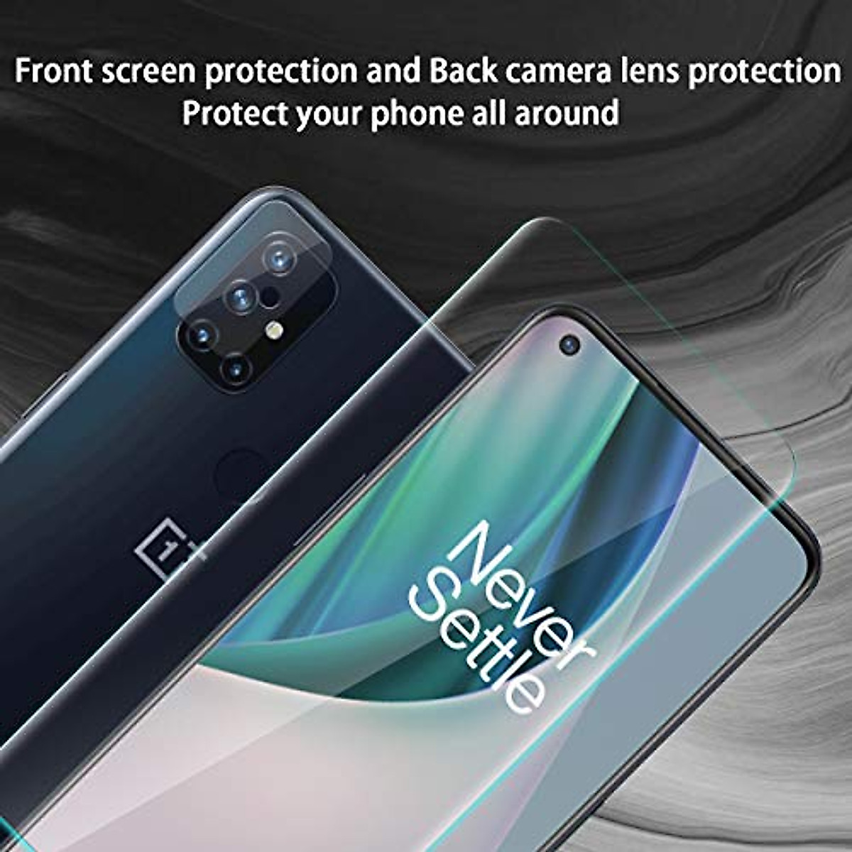 Orzero (5 Pack) Compatible for OnePlus Nord N10 5G 3 Pack Tempered Glass Screen Protector+ 2 Pack Flexible Glass Camera Lens Protector, HD Bubble-Free (Lifetime Replacement)