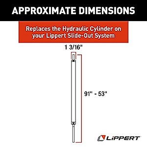 Lippert 53" Hydraulic Cylinder Replacement with 38" Stroke, 1-1/2" Bore, 3/4"-10 Thread for 5th Wheel RV, Travel Trailer, Motorhome Slide-Outs - 342328