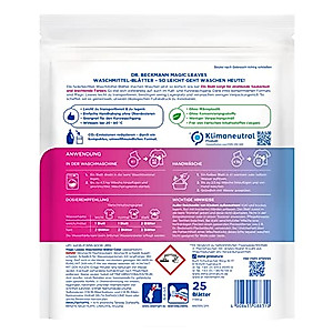 Dr. Beckmann Magic Leaves Colour Detergent Sheets, Pre-Dosed & Water-Soluble Wash Sheets, Space-Saving and Easy to Use (1)