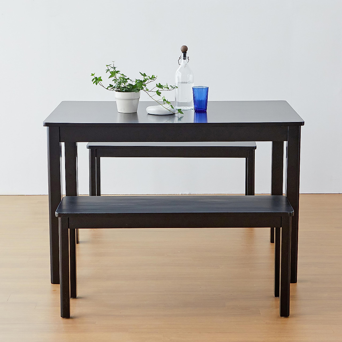 Livinia Cabin 45.3" Wooden Dining Table/Small Rectangular Modern Farmhouse Solid Wood Kitchen Table Desk (Black)