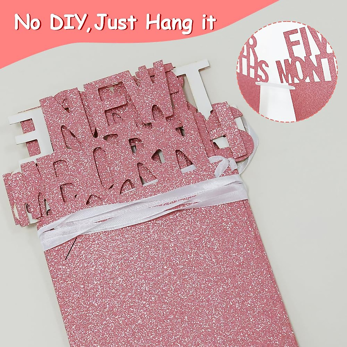 1st Birthday Baby Photo Banner, Happy Birthday Banner 17pcs First Birthday Decorations for Girl Newborn to 12 Months, First Birthday Photo Banner Garland Bunting with ONE Cake Topper, Rose Gold