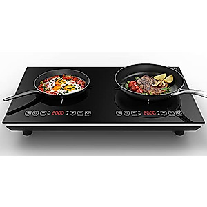 VBGK Double Induction Cooktop, 4000W Countertop Burner Hot Plate LCD Sensor Touch Energy-Saving Portable Induction Cooktops 2 Burner with Child Safety Lock & Timer, 110~120V