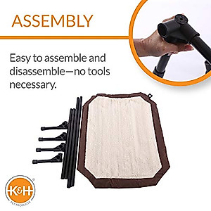 K&H Pet Products Self-Warming Pet Cot Elevated Dog Bed Cot - Chocolate/Fleece, Large 30 X 42 X 7 Inches