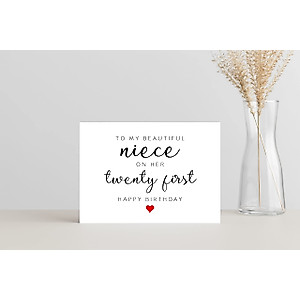 Emily gift Niece 21st Birthday Card - To My Beautiful Niece On Her Twenty First - 21st Birthday Card Niece - Happy Birthday