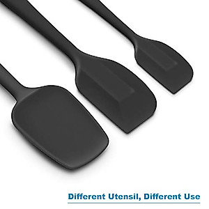 Silicone Spatula 3-piece Set, Ergonomic Handle High Heat-Resistant Spatulas, Non-stick Rubber Spatulas with Stainless Steel Core, Black