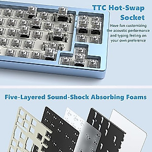 Womier S-K71 75% Gaming Keyboard, Aluminum Alloy Shell Wireless Mechanical Keyboard Bluetooth/2.4G/Wired Hot Swappable Pre-lubed Switches, Gasket Mounted RGB Keyboard, PBT Keycaps for Mac/Win, Blue