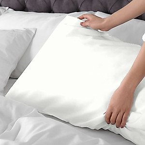 MYK 100% Natural Mulberry Silk Pillowcase, Luxurious 25 Momme for Hair and Skin Care, Oeko-TEX, Queen Size, Ivory, 1pc