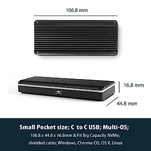 Vantec M.2 NVMe SSD to USB 3.1 Gen 2x1 Type C Syncable RGB Enclosure (NST-210C3-RGB), Small and Portable,Black