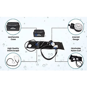 PrimaCare DS-9195 Professional Adult Size Classic Series Blood Pressure Kit with D-Ring Cuff, Nylon BP Kit, Aneroid Sphygmomanometer with Stethoscope