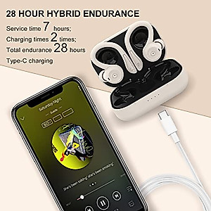 Beige Wireless Earbuds with Earhooks Bluetooth Earbuds with Ear Hook Waterproof Sport Headphones Noise Cancelling Ear Buds with Microphone Long Battery Life Earphones for Running Workout Android iOS