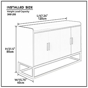 JURMALYN White Sideboard Mid Century Modern Buffet Cabinet Kitchen Storage with Door Adjustable Shelf for Dining Room Living Room Kitchen Farmhouse