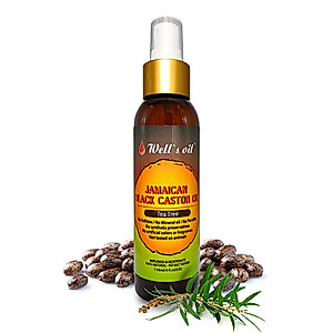 Well's Oil TEA TREE + Jamaican Black Castor Oil Spray | 4oz(118ml) | Hair Detangler Spray | Increase Hair Growth, Scalp Treatment | Natural Leave-In Conditioner