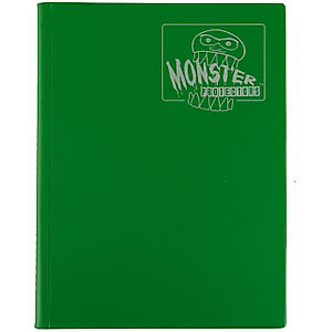 Monster Protectors 9 Pocket Trading Card Binder - Matte Green Album, Anti-Theft & Anti-Drop TCG Protection w Side Loading Padded Pockets, Double Sided, Holds 360 Cards, For Sports, Kpop, Xmas Gift