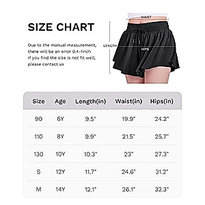 JOCMIC Girls Flowy Shorts, 2 in 1 Youth Butterfly Shorts with Spandex Liner for Fitness Running Athletic Tennis 8 Years Deep Green