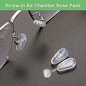 Mr.ZzjOOj Eyeglasses Nose Pads, Upgraded Soft Silicone Air Chamber Eyeglass Nose Pads, 6 Pairs of Screw-in 15mm Glasses Nose Pad Set with Screws and Micro Screwdriver