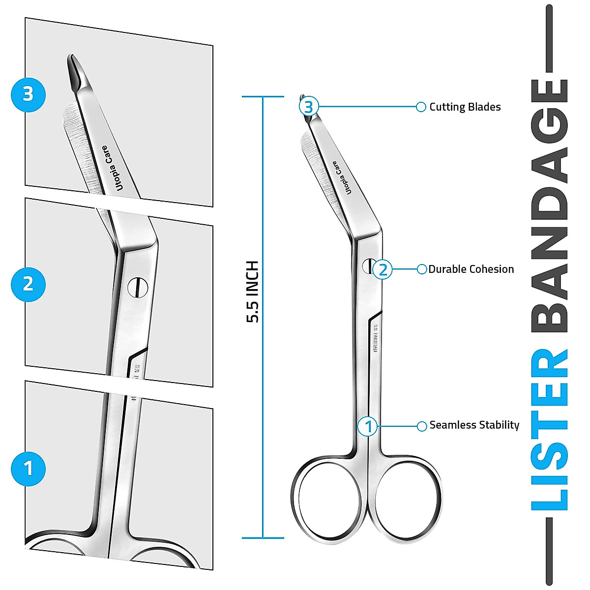 Utopia Care Medical Scissors - EMT and Trauma Shears - 5.5 Inch Nursing and Surgical Scissors - Stainless Steel Bandage Scissors for Nurses (Silver)