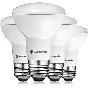 SUNPERIAN BR20 LED Bulb, 6W=50W, 3500K Natural White, 550 Lumens, Dimmable Flood Light Bulbs for Recessed Cans, Enclosed Fixture Rated, Damp Rated, UL Listed, E26 Standard Base (4 Pack)