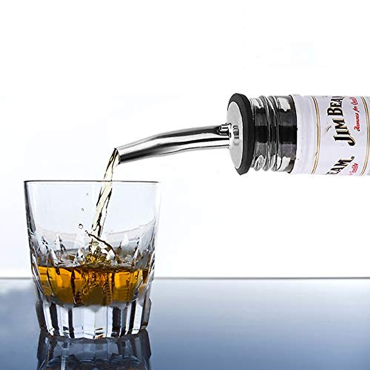 5 Pack Stainless Steel Liquor Pour Spouts Set & 2 Double Jiggers, SourceTon 5 Liquor Pour Spouts + 5 Dust Caps Covers + 2 Cleaning Brush + 2 Double Jiggers for cocktail making