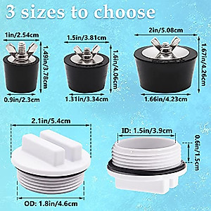 Aienxn 3 Sizes (1 inch, 1.5 inch, 2 inch) Rubber Skimmer Plugs Pool Return Plugs and 1PCS 1.5" Threaded Pool Return Pool Plug for Inground Pool Above Ground Pool Winter Pool Q-K1-041