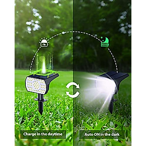 Kaxiida Solar Lights Outdoor Waterproof, 56 LED Solar Garden Pathway Lights, 3 Lighting Modes Solar Powered Landscape Lights Wall Lights in One- White, 6 Pack