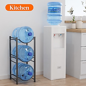 Lifewit 5 Gallon Water Jug Holder, 3 Tier Water Bottle Stand, Heavy Duty Water Dispenser Rack with 3 Slots for Gallon Jugs, Detachable Water Storage Shelf Organizer for Home Living Room Office, Black