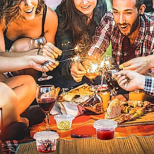 FHDUSRYO 75 Sets 2oz Clear Plastic Portion Cups with Lids, Jelly Shot Cups Sauce Cups, Small Souffle Cups Condiment Container for Meal Prep, Salad Dressing, Portion Control, Food Dips, Slime (2oz)