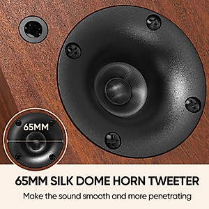 Saiyin Bluetooth Bookshelf Speakers for Record Player, Powered Studio Monitor Speaker with 5.2 Inch Woofer, Horn Tweeter and Optical RCA Inputs, Subwoofer Line Out for Turnable.
