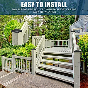 4 Pack 6x6 Aluminum Pyramid Fence Post Caps Vinyl Post Cap Cover for 6x6 Nominal Post (Actual 5.5" x 5.5") Deck Post Top with 8 Stainless Steel Screws for Post of Deck Corridor Mailbox Fence Stair