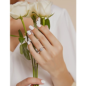 EAMTI 1.5CT 925 Sterling Silver Engagement Rings Round Cut Solitaire Cubic Zirconia CZ Wedding Promise Rings for Her Wedding Bands for Women Size 6