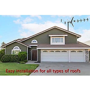 Five Star Outdoor HDTV Antenna up to 200 Mile Long Range, Attic or Roof Mount TV Antenna, Long Range Digital OTA Antenna，ATSC 3.0 Ready for 4K 1080P VHF UHF with Mounting Pole