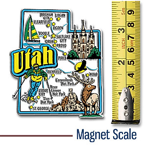 Utah Jumbo State Magnet by Classic Magnets, 3" x 3.5", Collectible Souvenirs Made in The USA